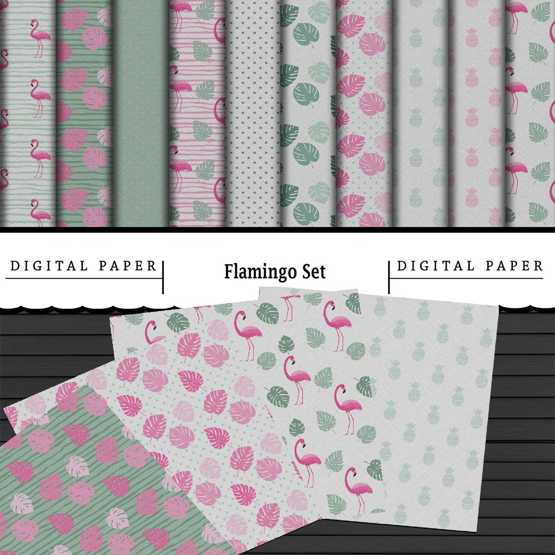 Flamingo Digital Paper Set: Scrapbook Papercraft (digital Download) - Etsy