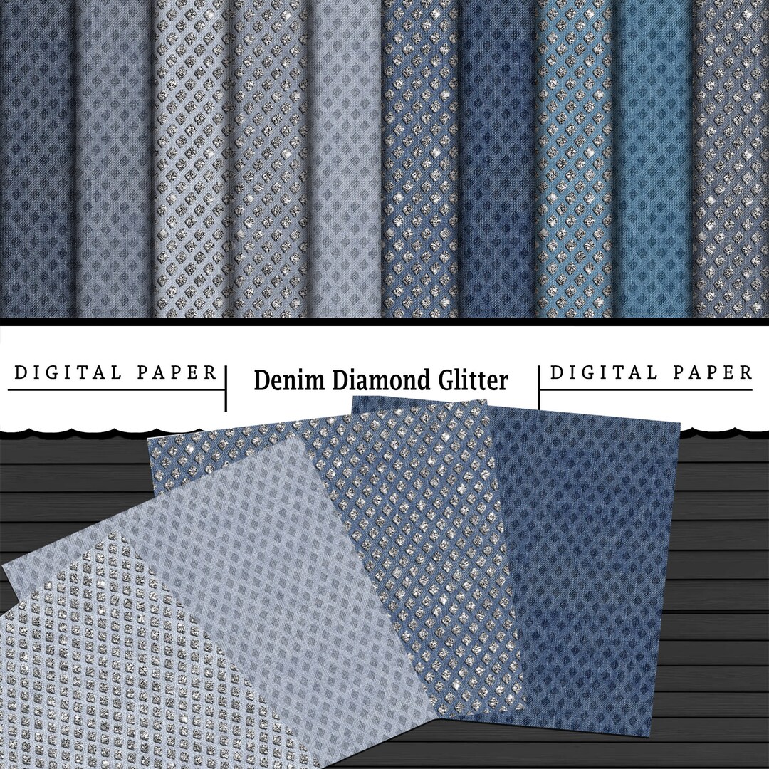 10 Digital Glitter Denim Papers/printable Digital Paper/scrapbooking/papercraft/decoupage/print ...
