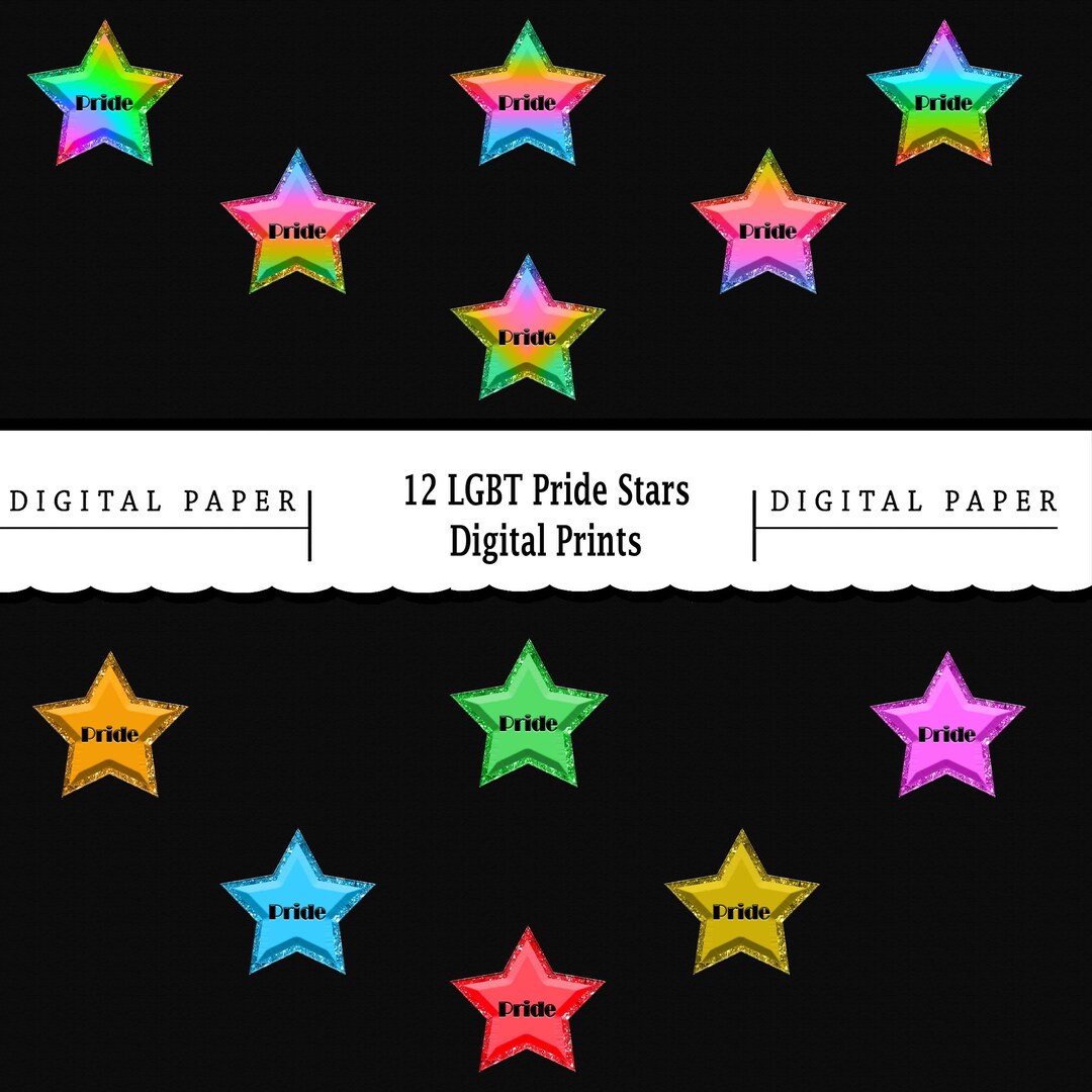 12 Printable LGBT Pride Stars Papers/star Papers/glitter Pride/clipart ...