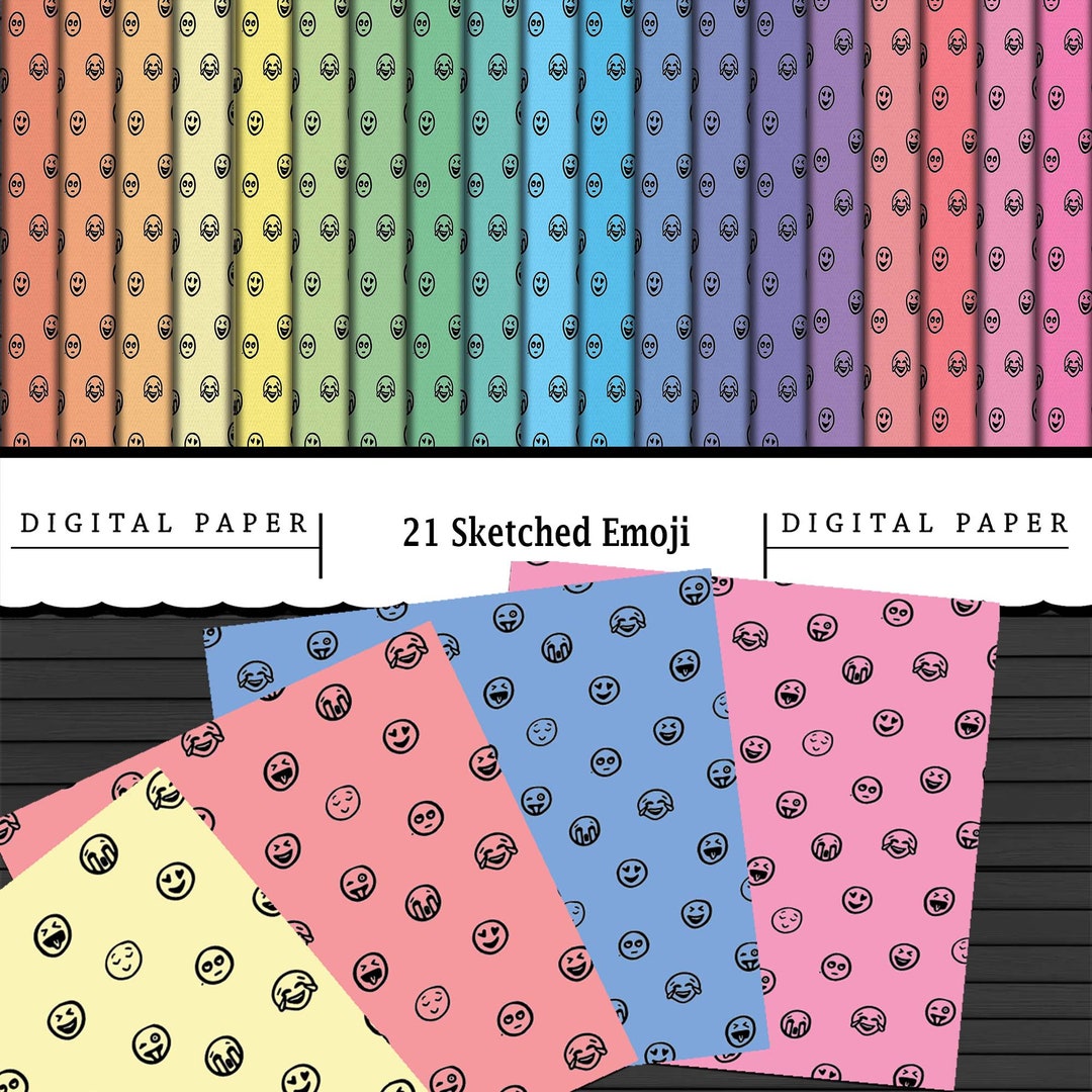 21 Emoji Seamless Digital Papers: Scrapbook Backgrounds (PNG File ...