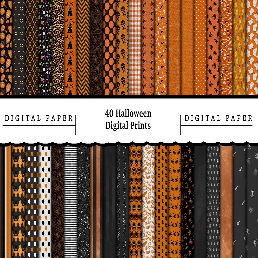 40 Halloween Digital Papers: Scrapbook & Print on Demand (digital ...