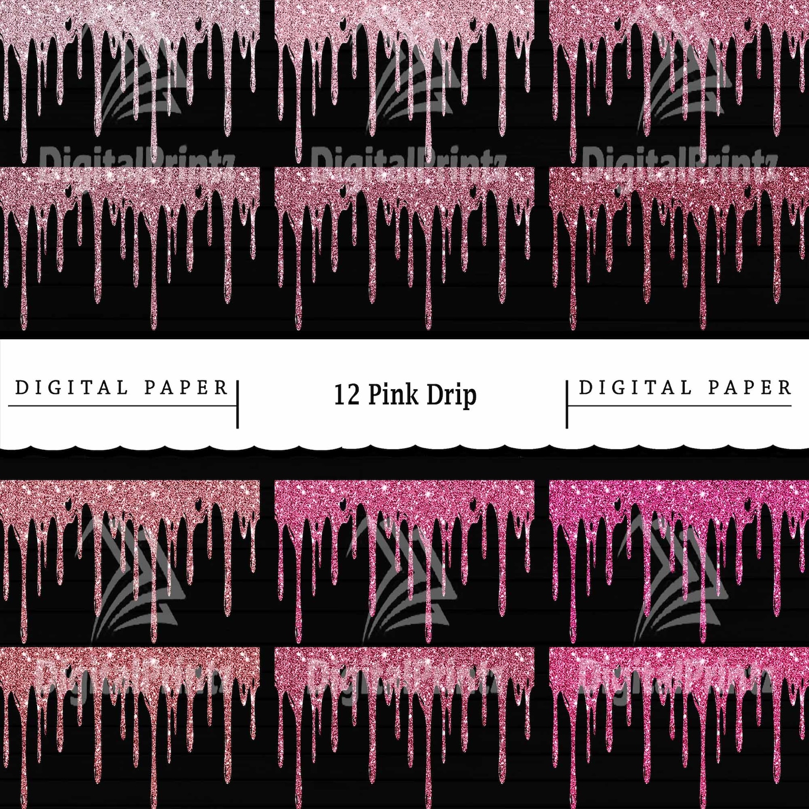 12 Pink Glitter Drip PNG Files /printable Digital Clipart/glitter Paper ...