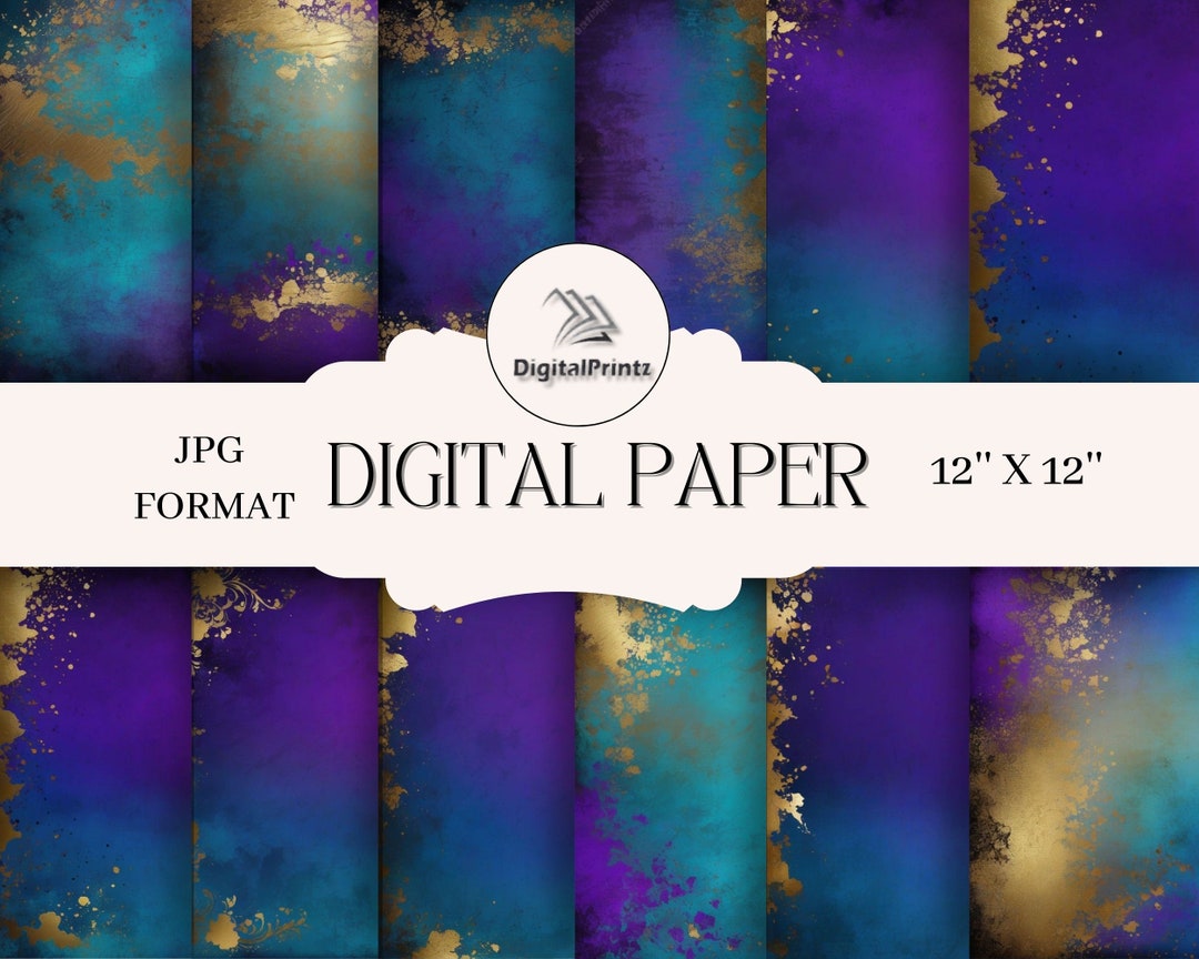 Purple Blue Gold Grunge Textures: 12x12 Digital Paper (JPG Download) - Etsy
