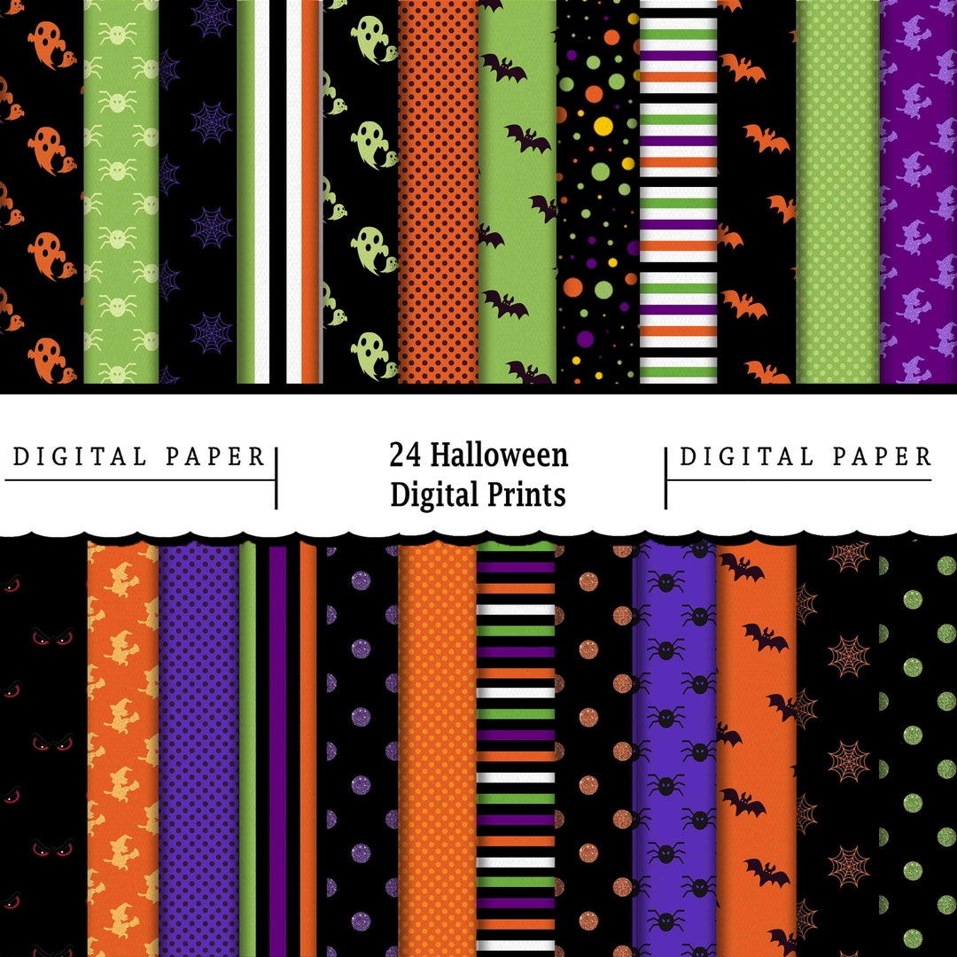 24 Halloween Digital Papers: Scrapbook Print on Demand (digital ...