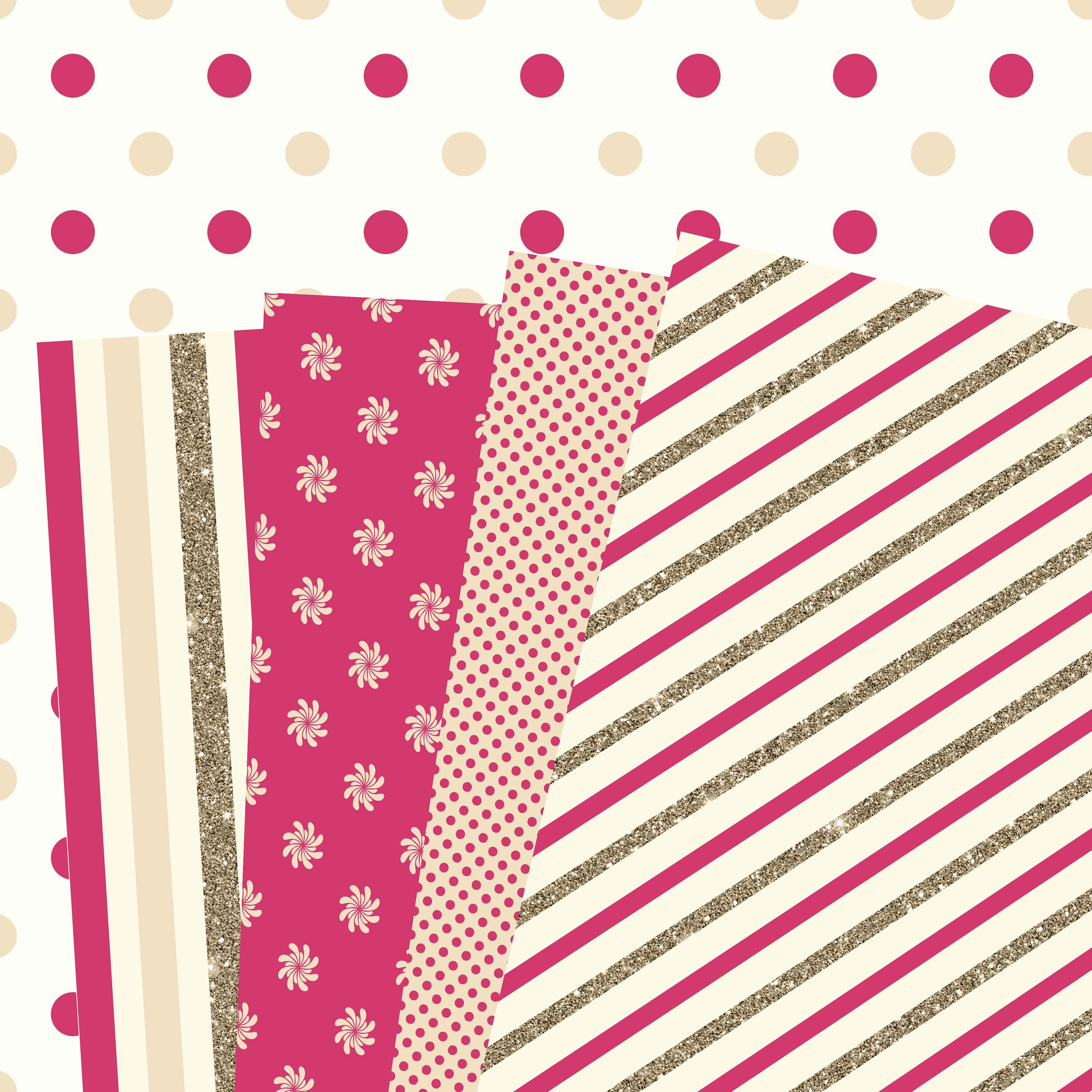 24 Strawberry and Cream Printable Patterned Digital - Etsy