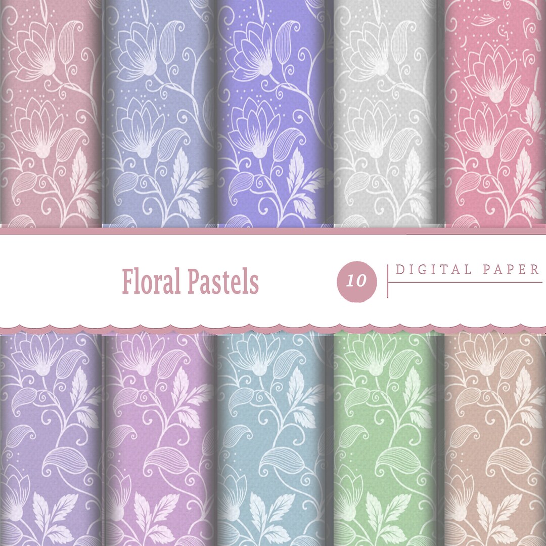 10 Printable Digital Floral Pastel Papers/printable Digital Paper ...