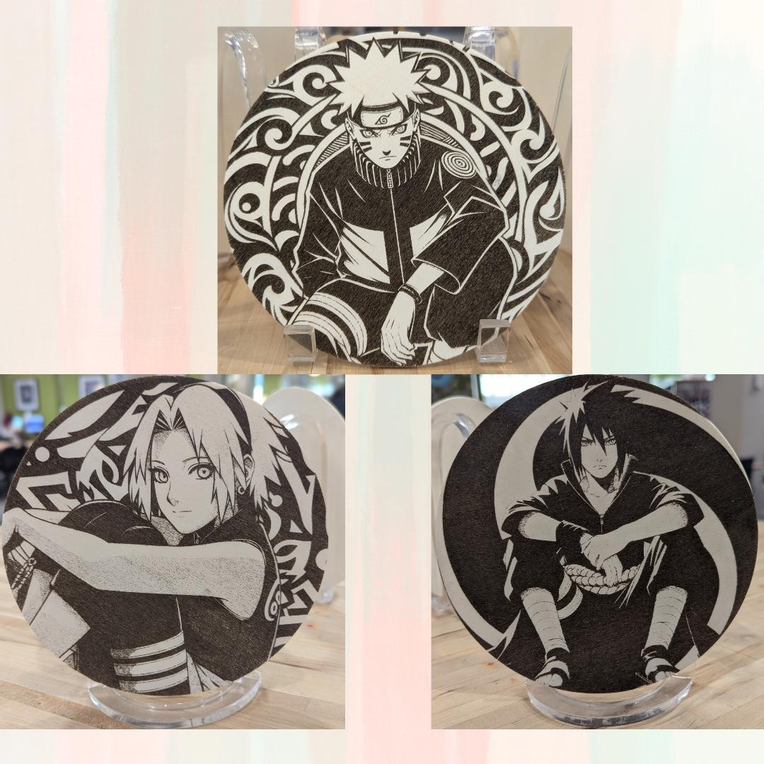 Laser Engraved Naruto Wooden Wall Art 6.5 Plaques Featuring Naruto ...