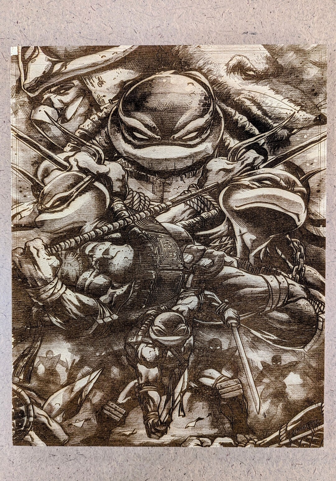Teenage Mutant Ninja Turtles Laser Engraved Wooden Canvas 11x14 Inches ...