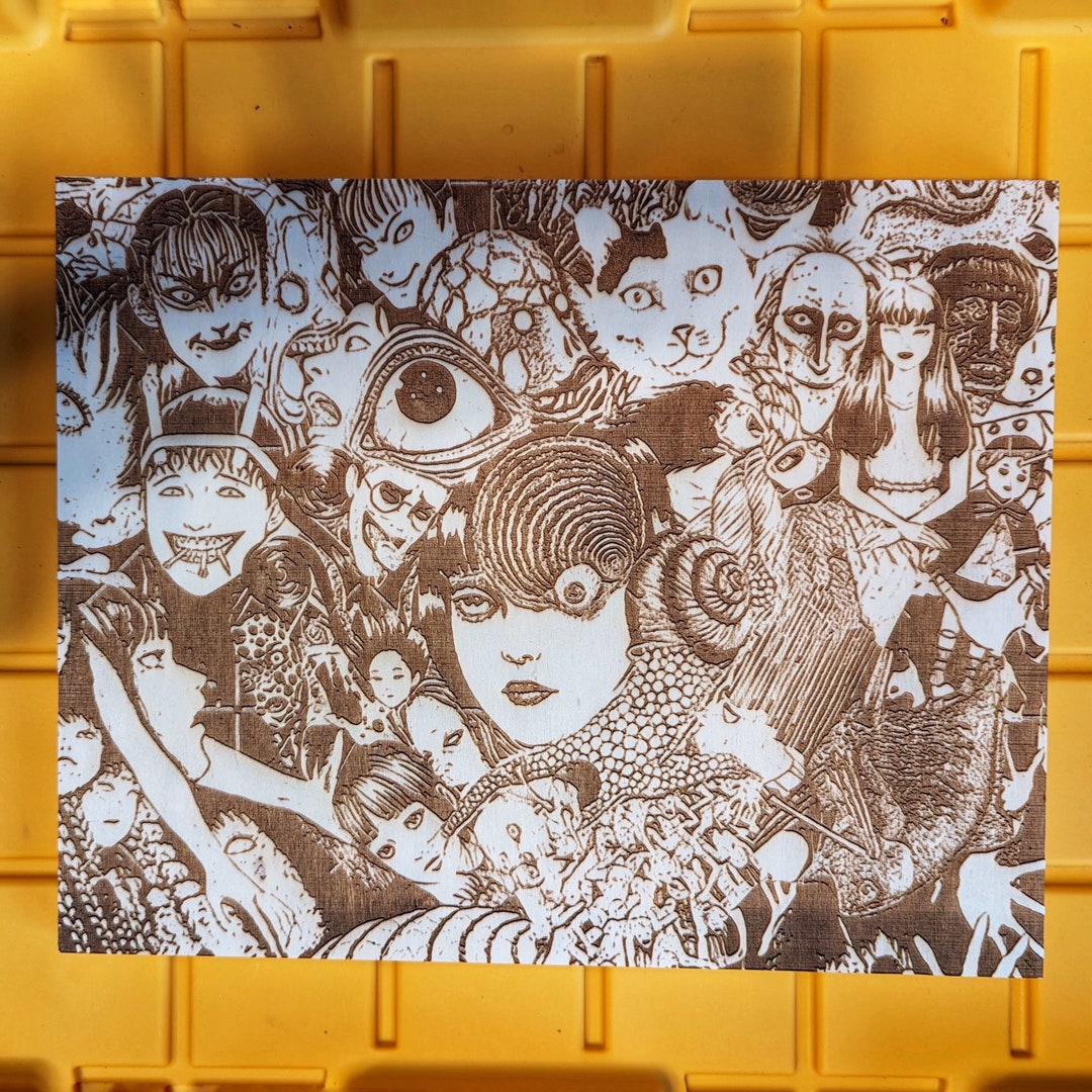 Junji Ito Horror Collage Laser Engraved Wooden Canvas 11x14 Inches - Etsy
