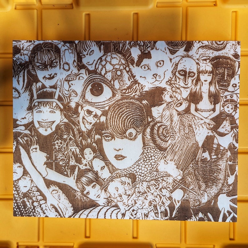 Junji Ito Horror Collage Laser Engraved Wooden Canvas 11x14 Inches - Etsy