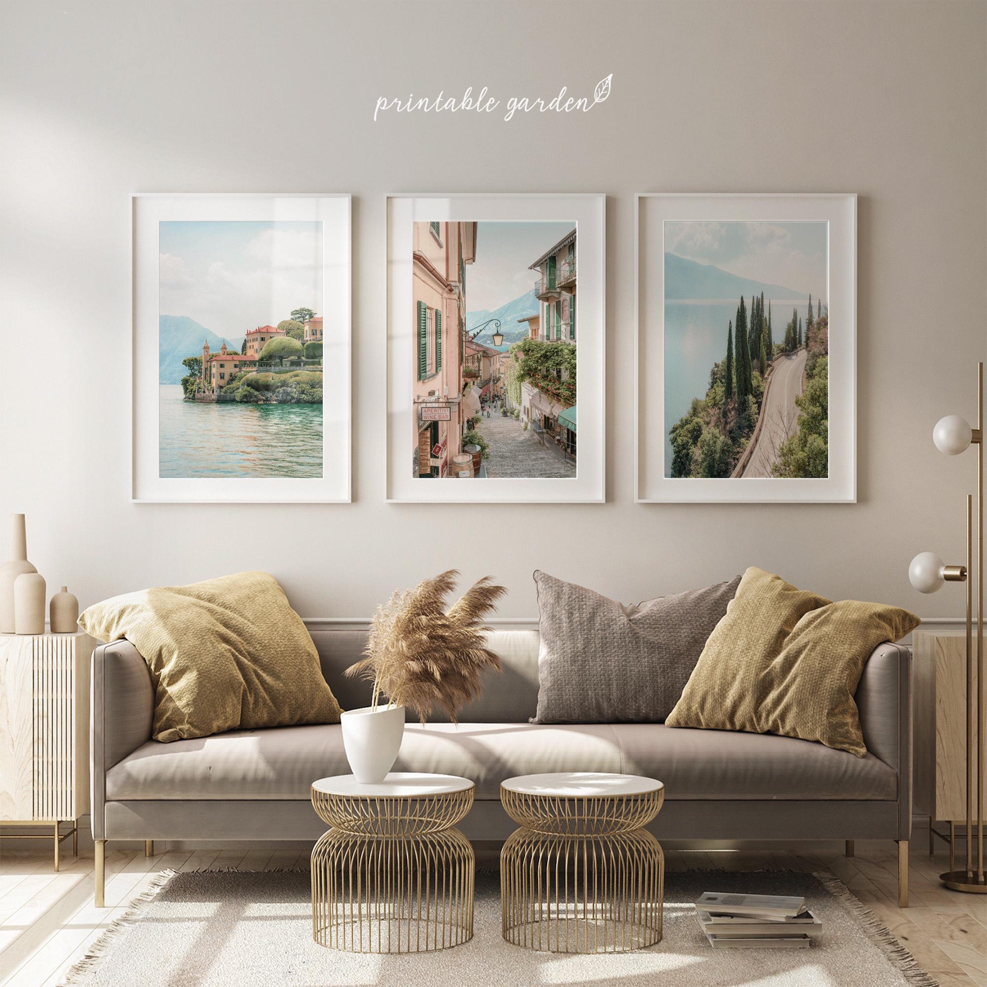 Italy Print Set: Lake Como Travel Posters, Italian Landscape Art ...