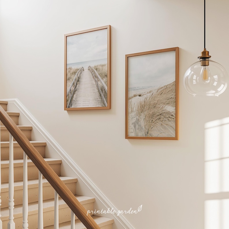 Calm Shoreline Pair: Neutral Coastal Prints, Cozy Cottage Wall Art ...