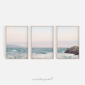 Modern Coastal Set of 3: Neutral Beach & Ocean Prints, Wall Art ...