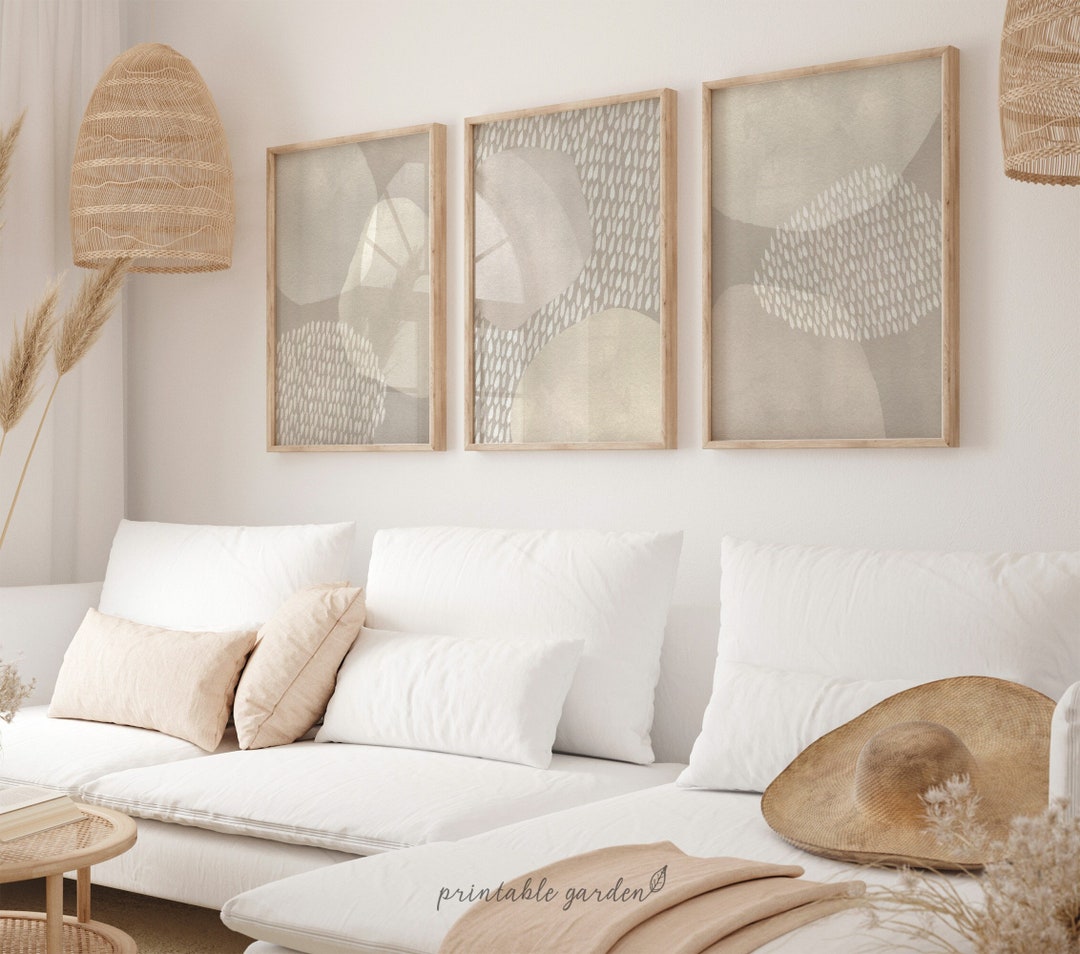 Set of 3 Prints, Beige Watercolor Prints Set, Neutral Tones Printable ...
