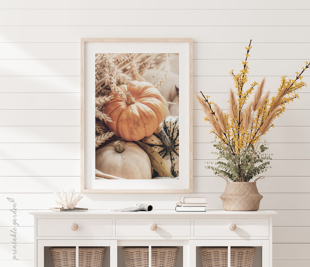 Rustic Fall Pumpkin Print: Autumn Harvest Wall Art (digital Download ...