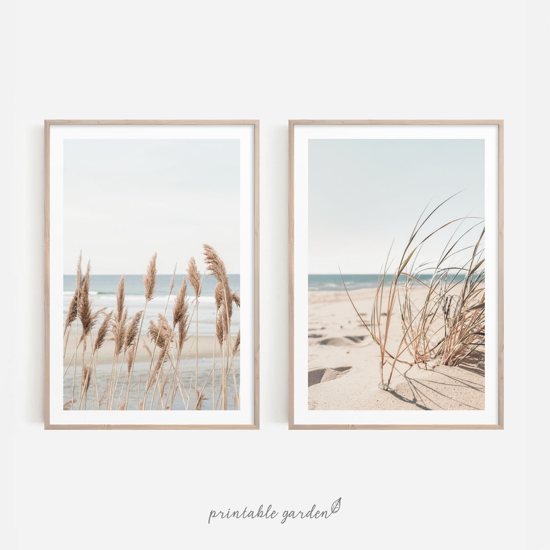 Beach Set of 2 Prints, Ocean Wall Art, Beach Landscape Art, Beach ...
