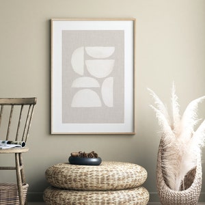 Beige Wall Art, Neutral Shapes Digital Art Print, Minimalist Beige ...