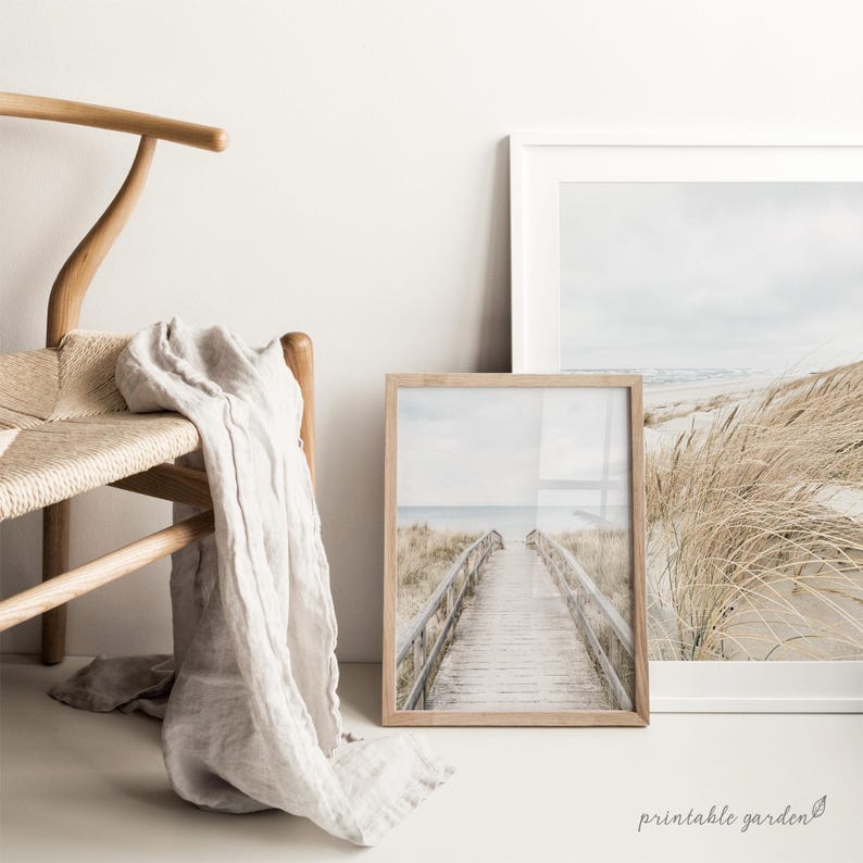 Calm Shoreline Pair: Neutral Coastal Prints, Cozy Cottage Wall Art ...
