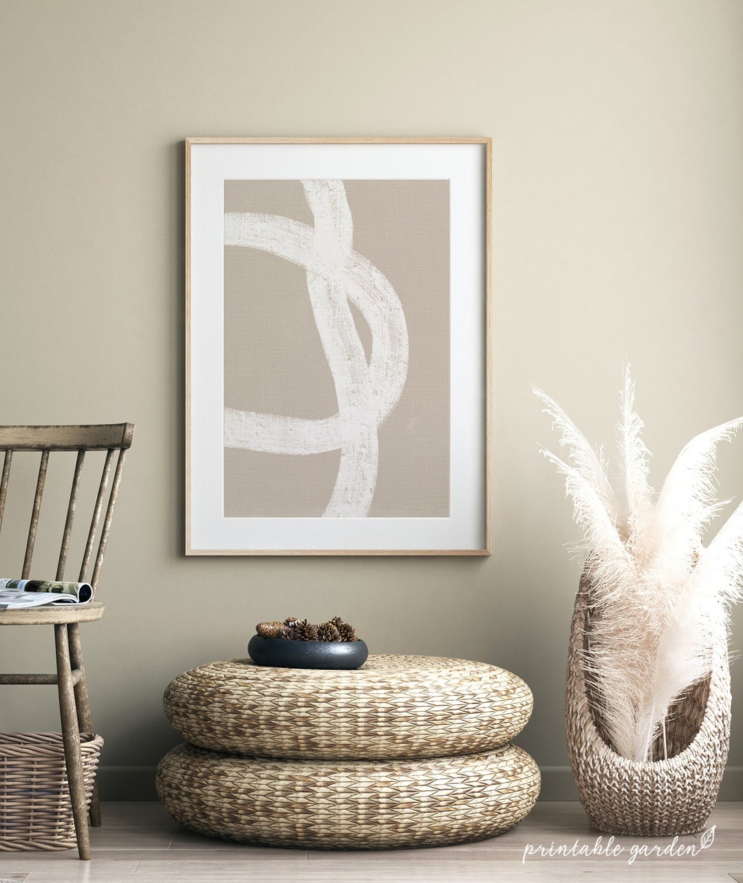 Modern Beige Wall Art, Neutral Abstract Print, Printable Art for Office ...