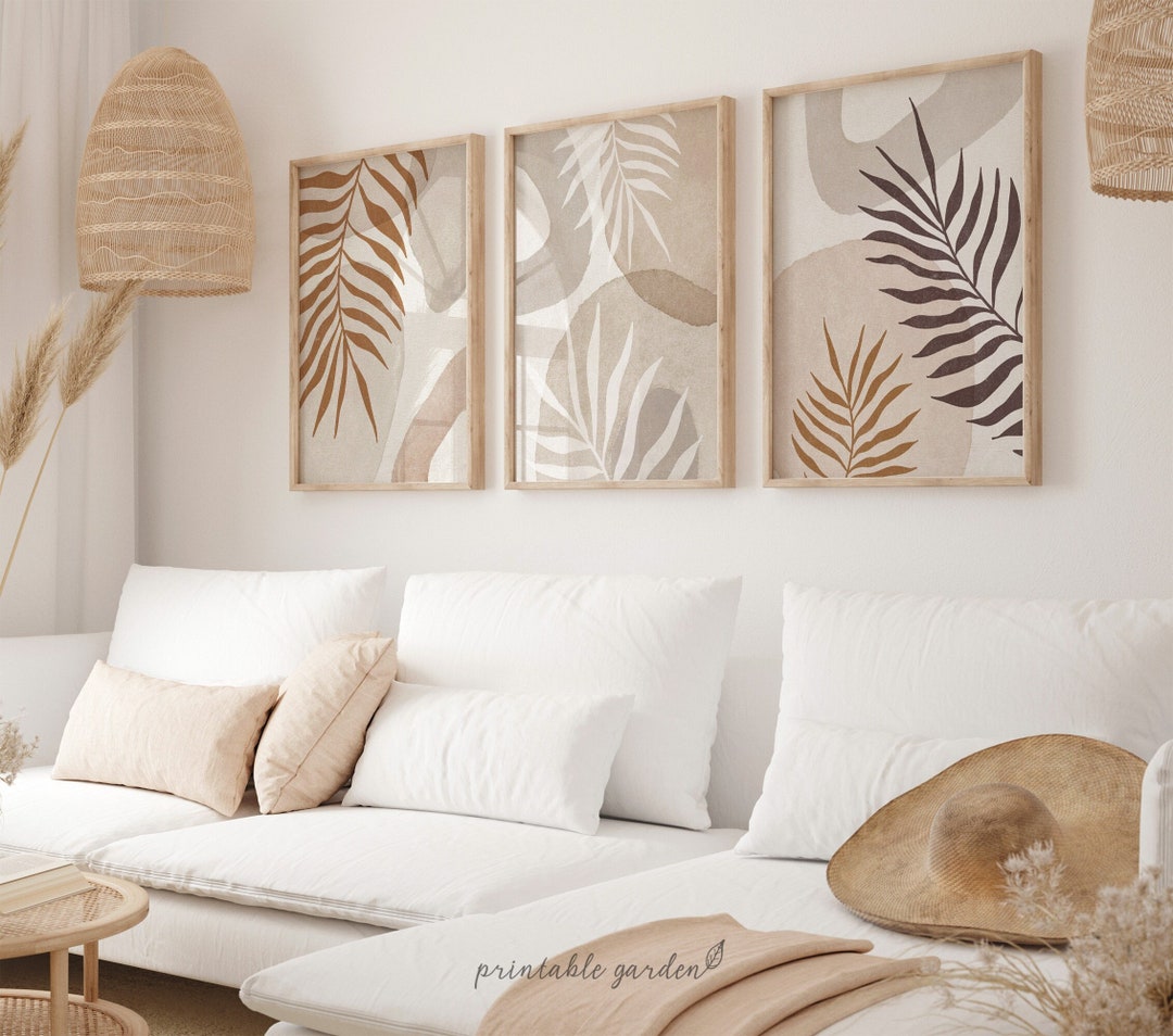 Abstract Botanical Print Set: Boho Palm Leaf Art, Digital Download ...