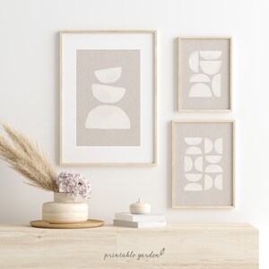 Beige Wall Art, Neutral Shapes Digital Art Print, Minimalist Beige ...