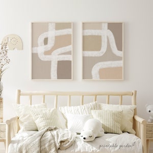 Beige Wall Art, Neutral Shapes Digital Print, Minimalist Art Print ...