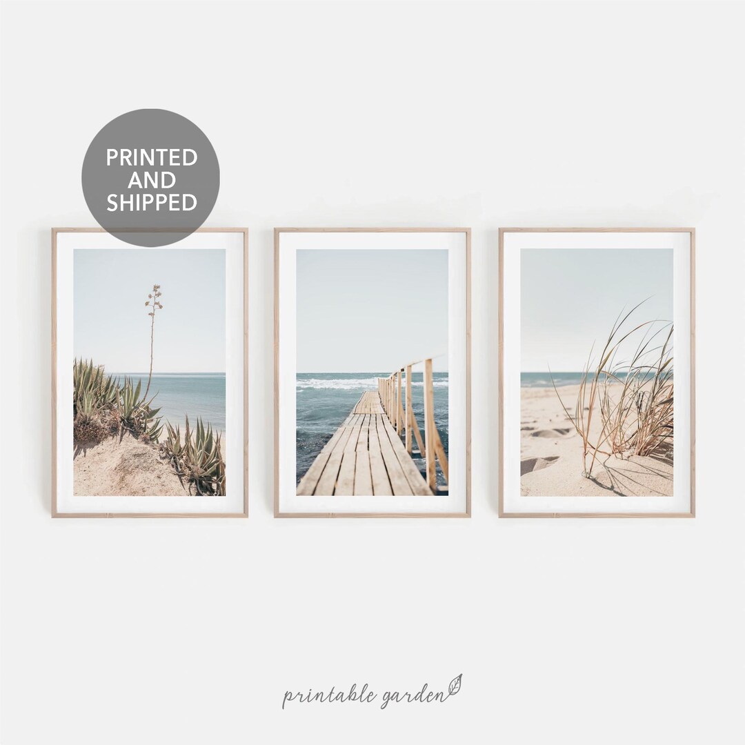 Coastal Set of 3 Prints: Neutral Beach Wall Art, Printed & Shipped ...