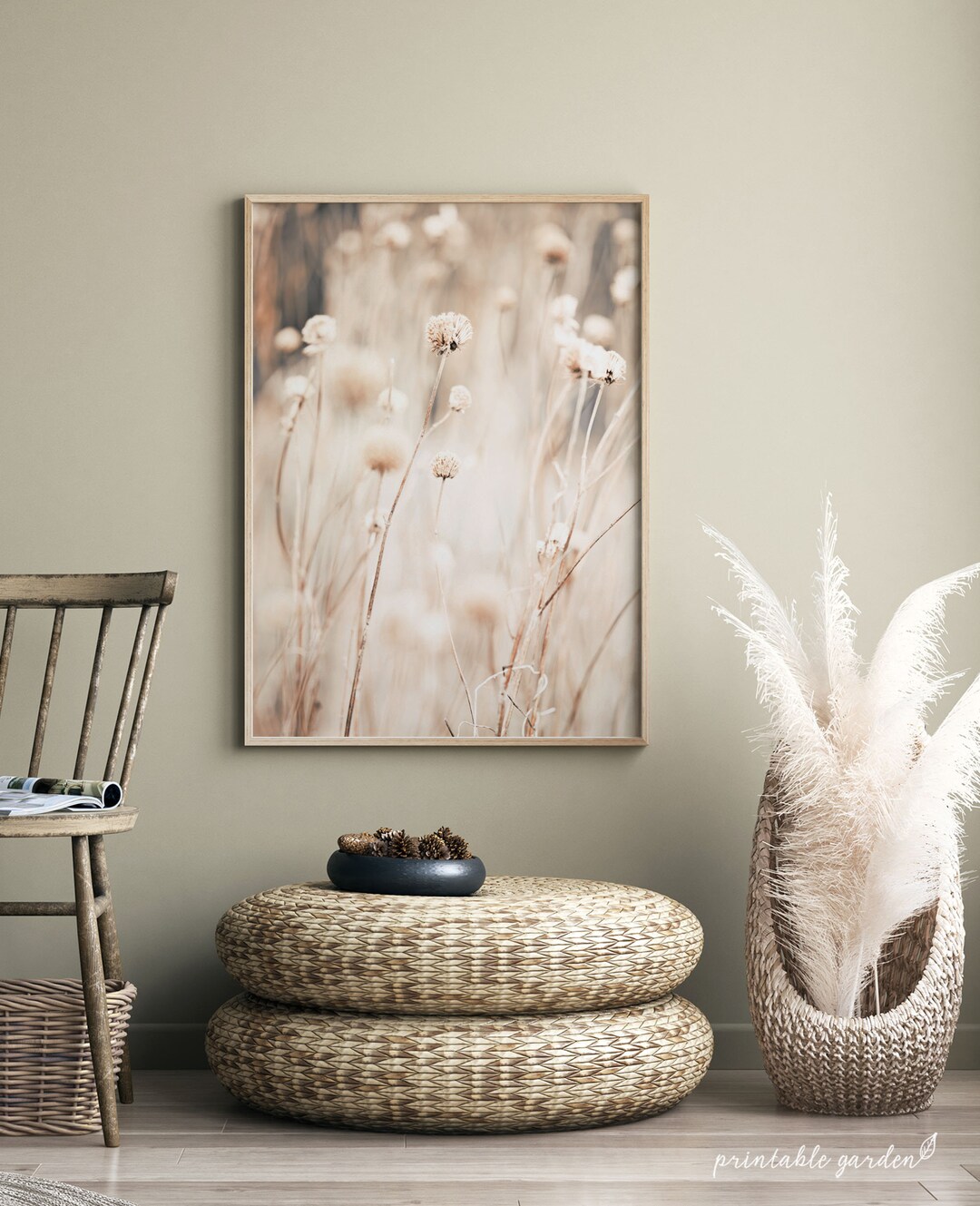 Pampas Grass Print | Cottage Flow Botanical Wall Art for Modern ...