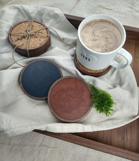 Natural Walnut Coffee Coaster Sets - Etsy