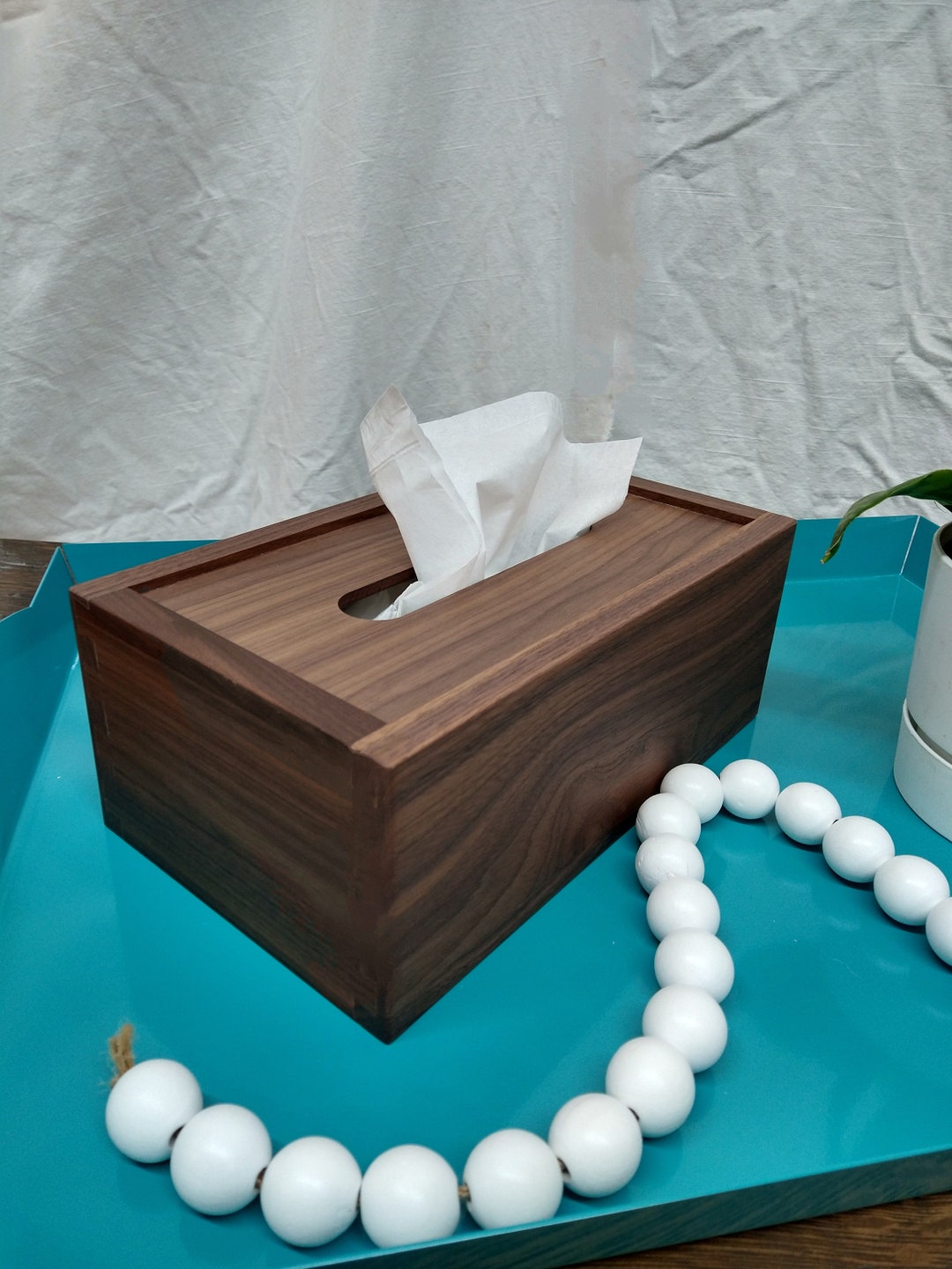 Natural Walnut Tissue Box Cover - Etsy