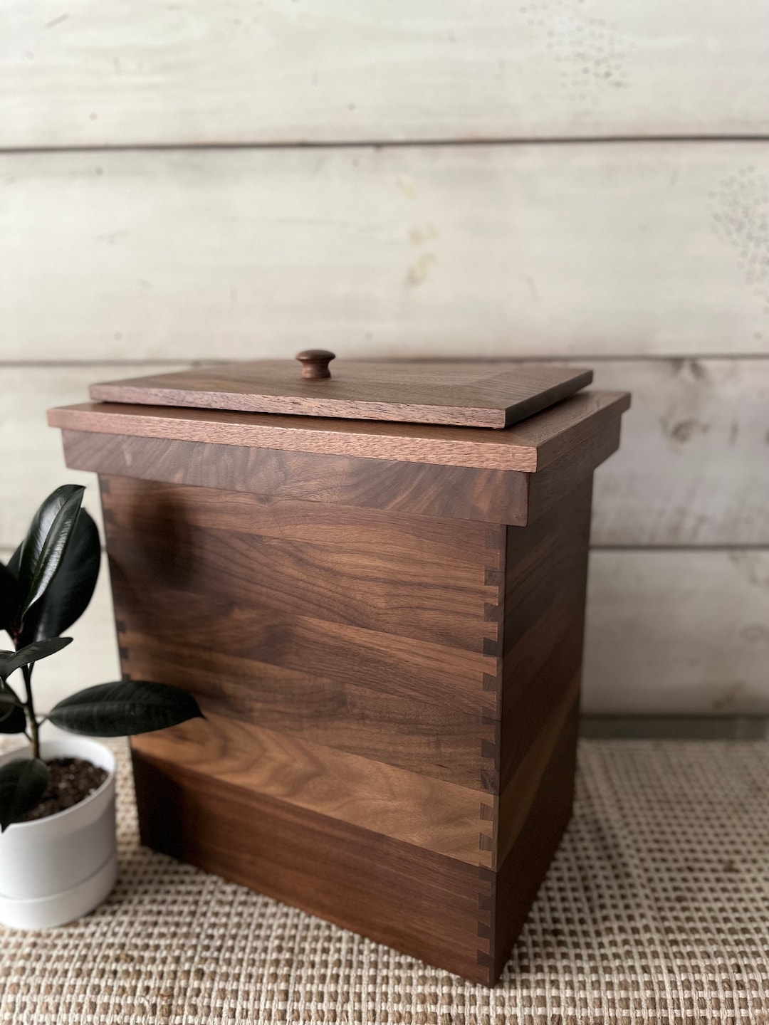 Walnut Trash Can/natural Trash Can/hand Made Trash Can - Etsy