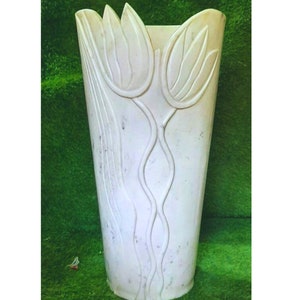 White Marble Wash Basin, Flower Shape Natural Stone Pedestal Sink for ...