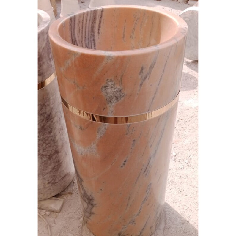 Indian Pink Marble Pedestal Sink Vanity Natural Stone Column - Etsy