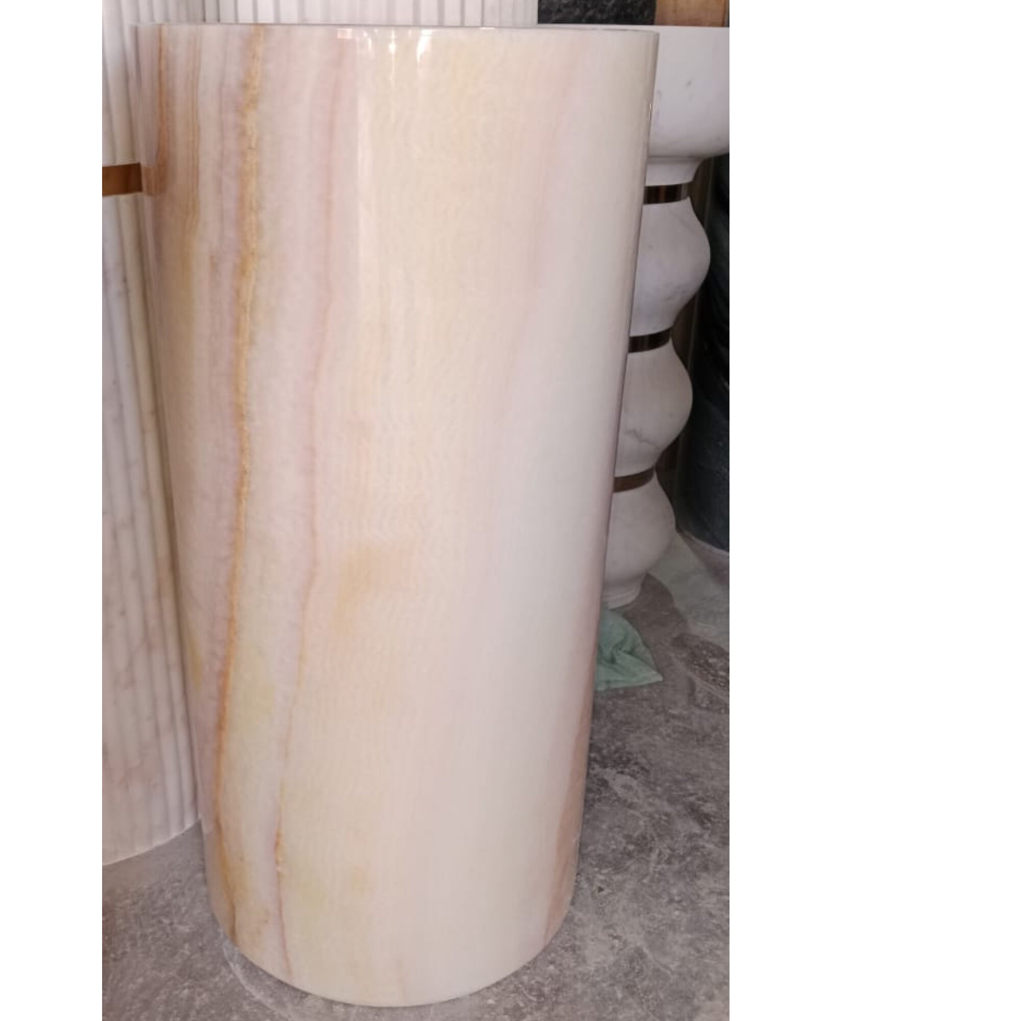 Onex Marble Pedestal Sink Natural Stone Round Pedestal Wash - Etsy