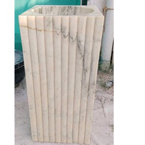 White Marble Wash Basin Indian Natural Stone Pedestal Sink - Etsy
