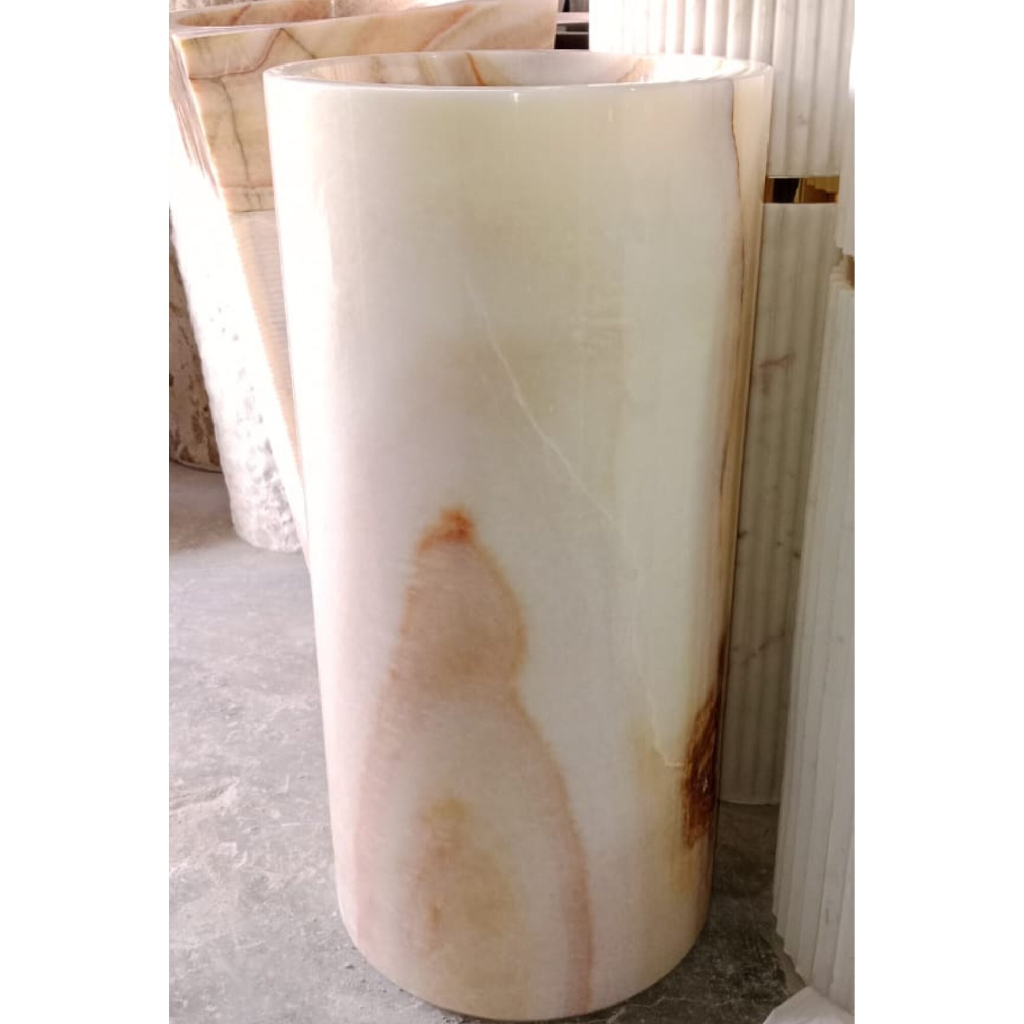Onex Marble Pedestal Sink Natural Stone Round Pedestal Wash - Etsy