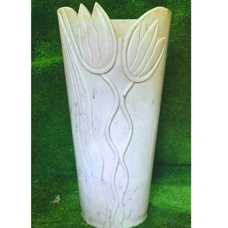 White Marble Wash Basin, Flower Shape Natural Stone Pedestal Sink for ...