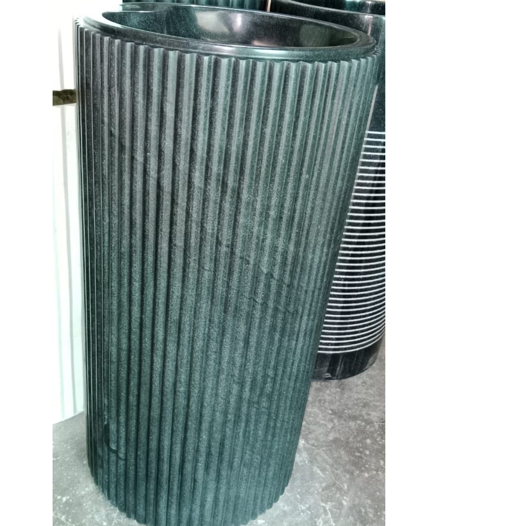 Black Marble Pedestal Sink, Natural Stone Column Wash Basin for ...