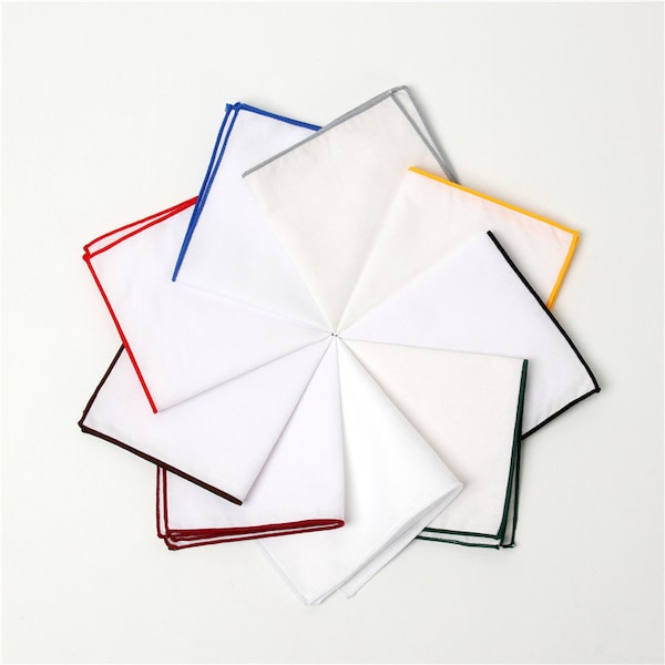 White Pocket Square Edge - Etsy