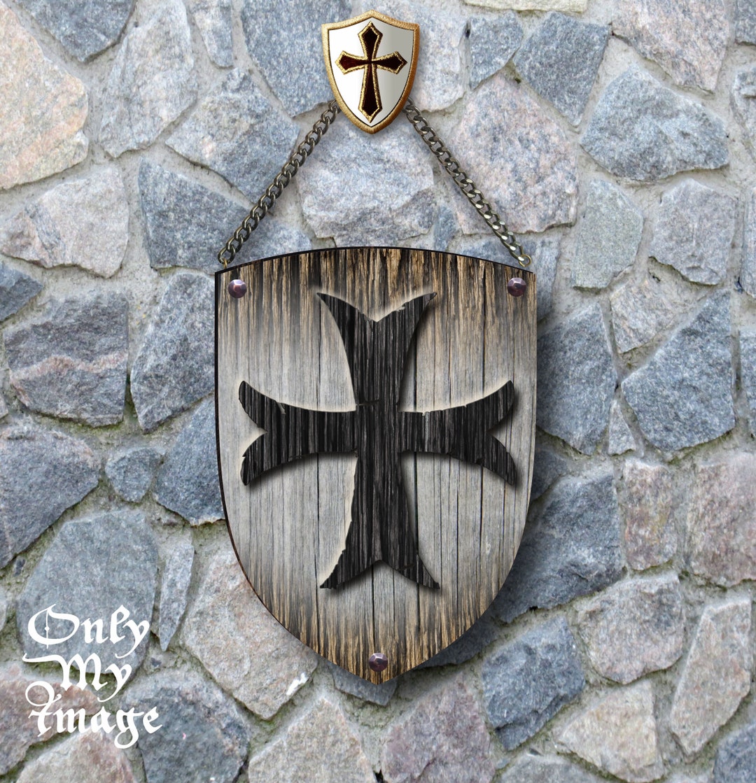 Teutonic Brutal Medieval Knight. Brutal Wooden Shield With Old Real ...