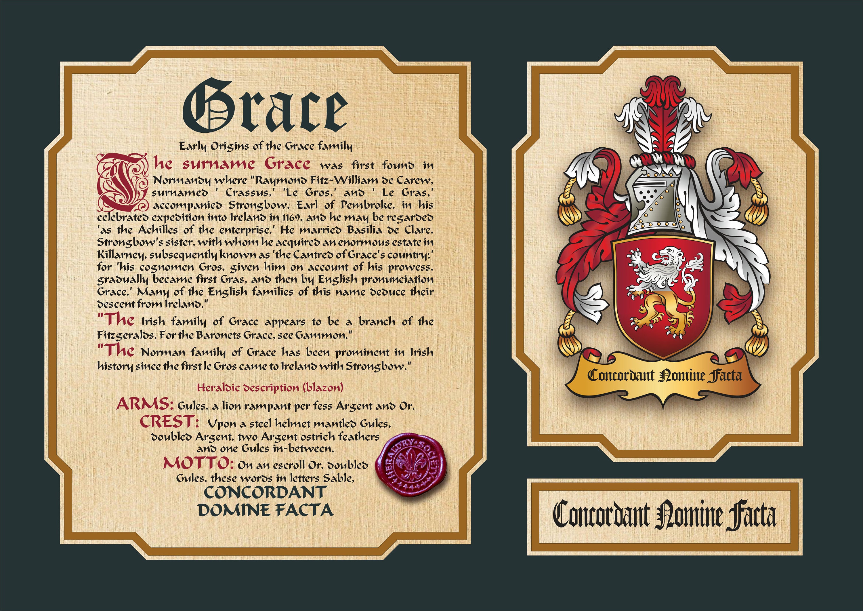 20"х15"family Surname & Coat of Arms History,designed as an Original ...
