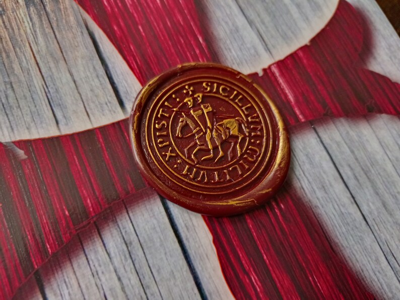 Gold Embroidered Motto With Great Seal of the Templars Double Side in a ...