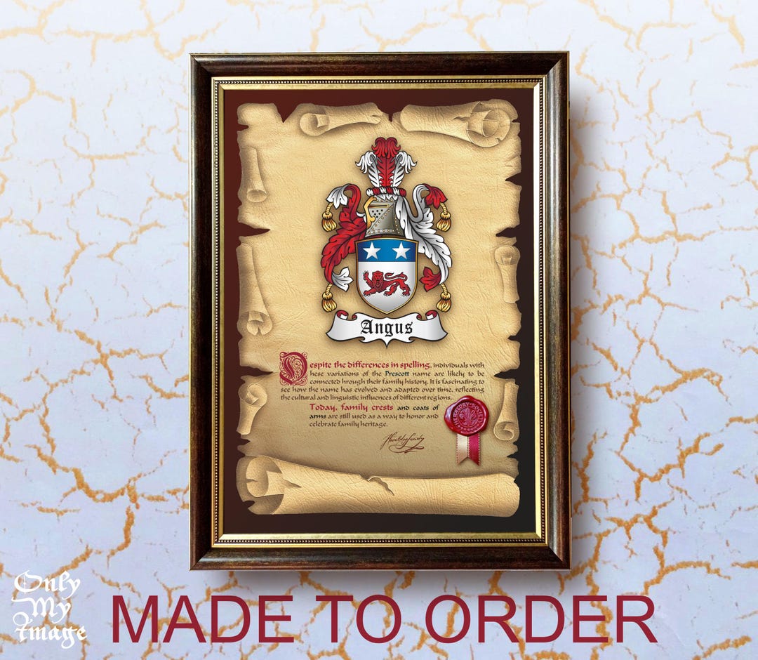 15"х20" Old Scroll. Family Surname & Coat of Arms History,designed as ...