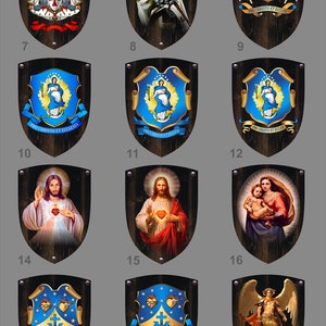 Mary Mother of God Icon on Wooden Shield With Real Nails. Protection of ...