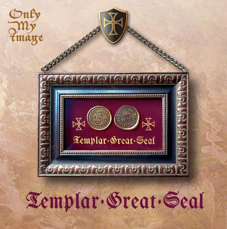 Gold Embroidered Motto With Great Seal of the Templars Double Side in a ...