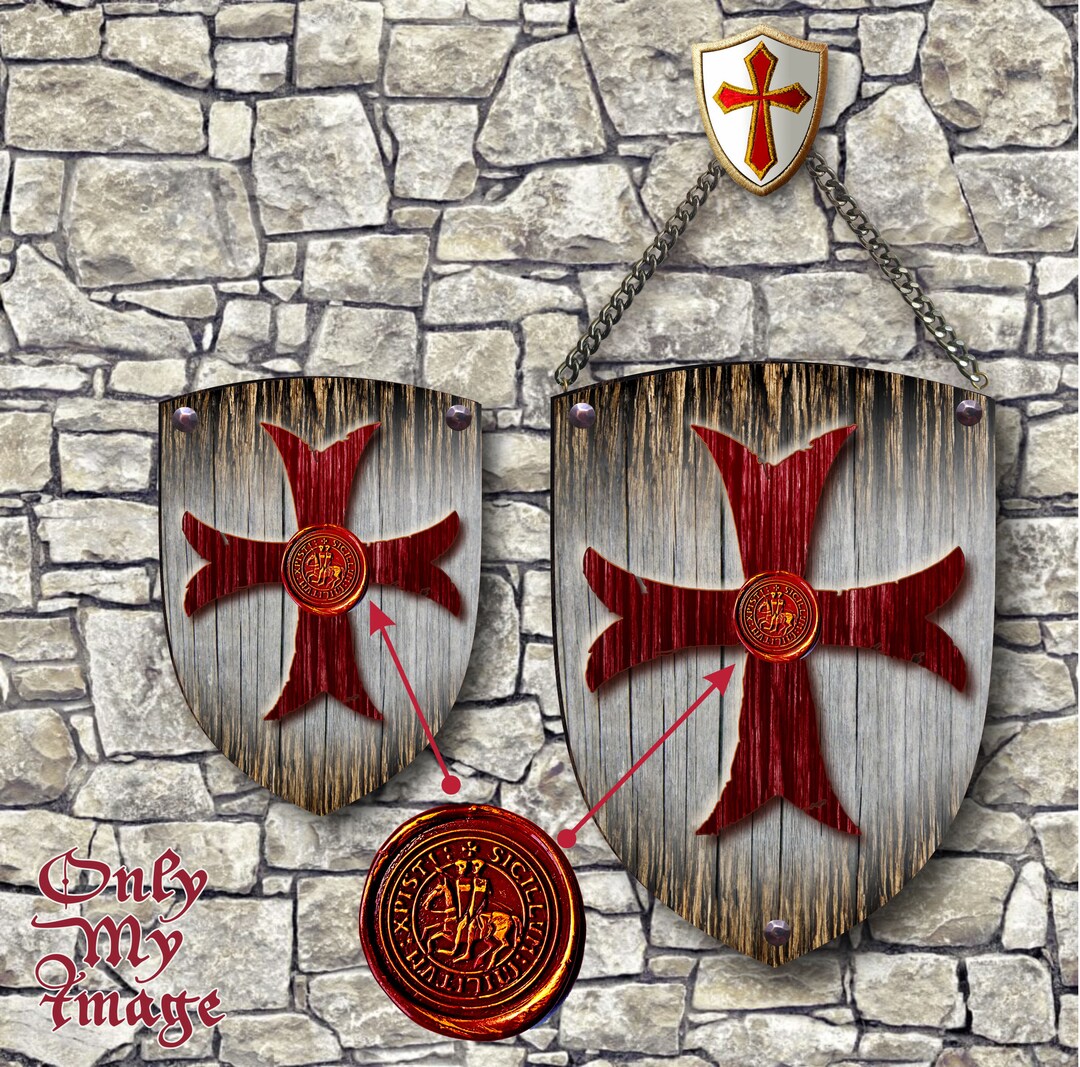 Wooden Templar Shield With Real Old Studs. an Enlarged Artistic Copy of the Great Seal of the ...