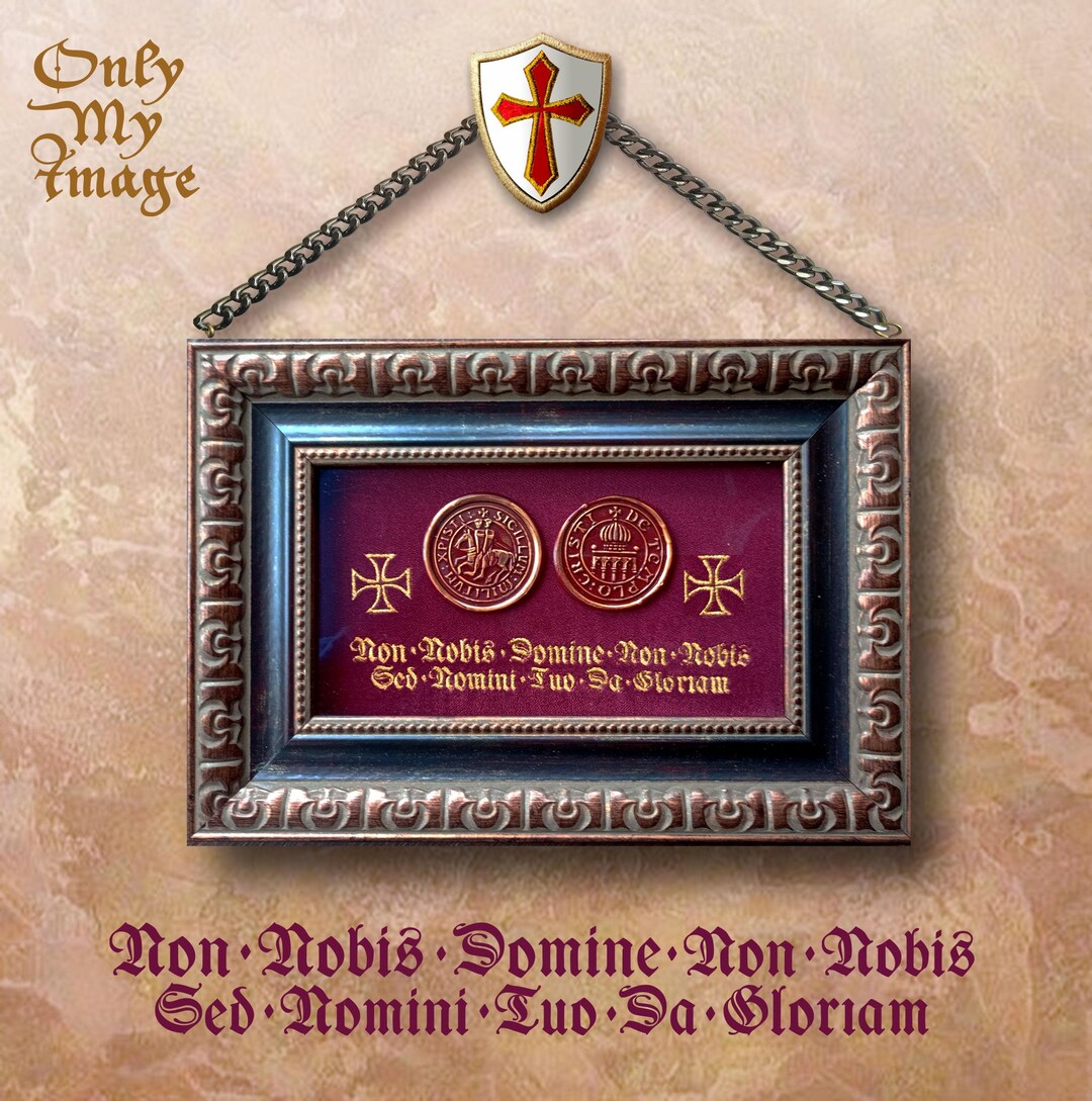 Gold Embroidered Motto With Great Seal of the Templars Double Side in a ...