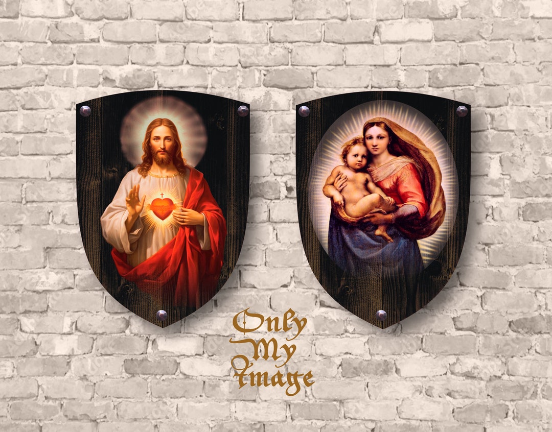 Diptych Christian Icon of Jesus Christ (pantokrator) and Virgin Mary on ...