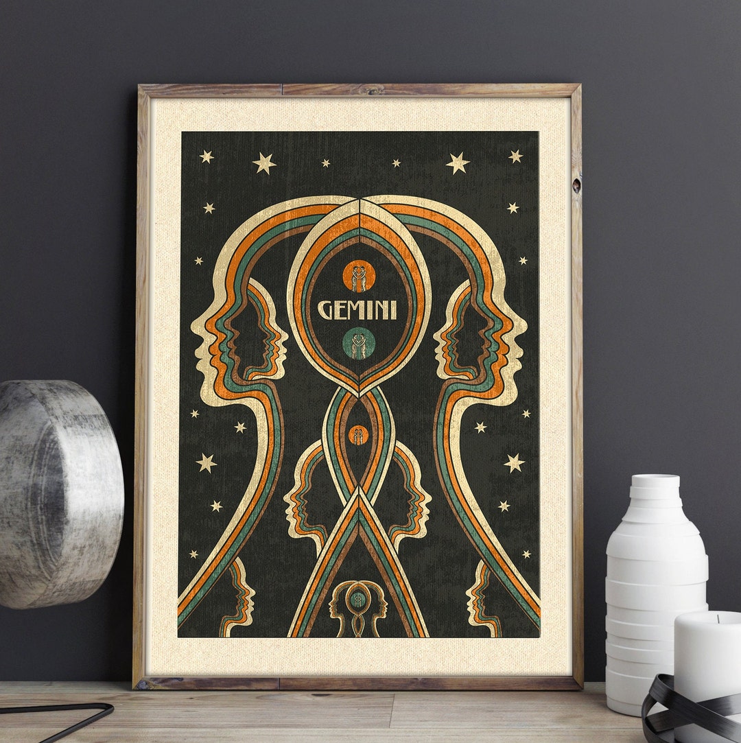 Gemini Zodiac Print Gemini Art Star Sign Gemini Zodiac Art Gemini ...