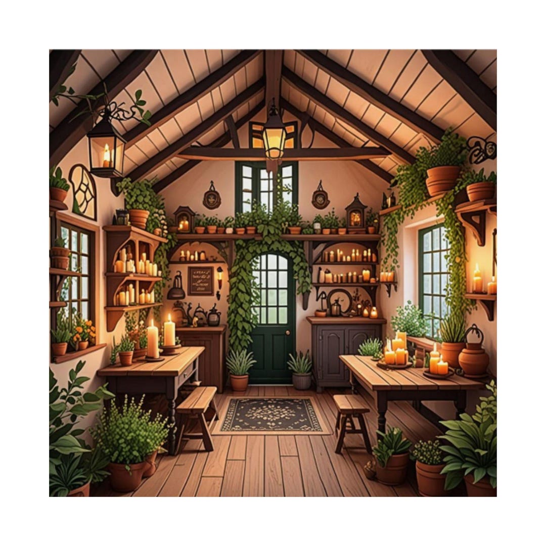 Magic Flows Inspired Satin Poster - Cottage Core Mystical Witchy Nature ...